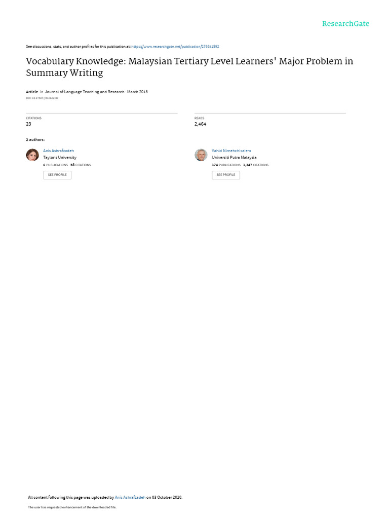 Malaysian Ters Iary Level | PDF | Reading Comprehension | English As A Second Or Foreign Language
