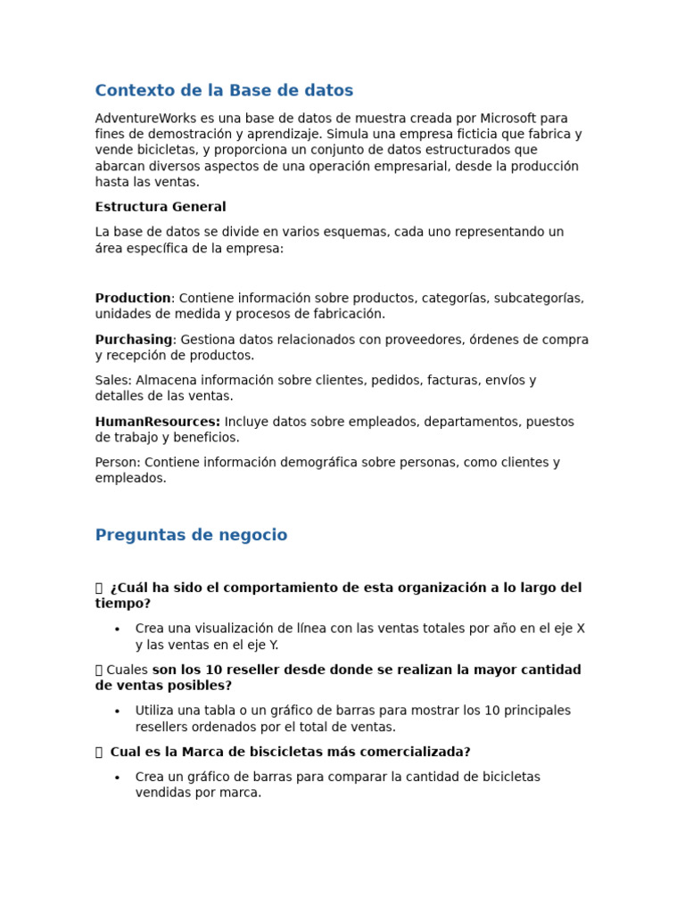 Análisis de Datos en AdventureWorks | PDF