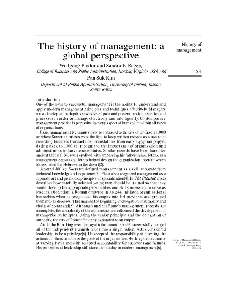 Global History of Management Practices | PDF | Strategic Management ...