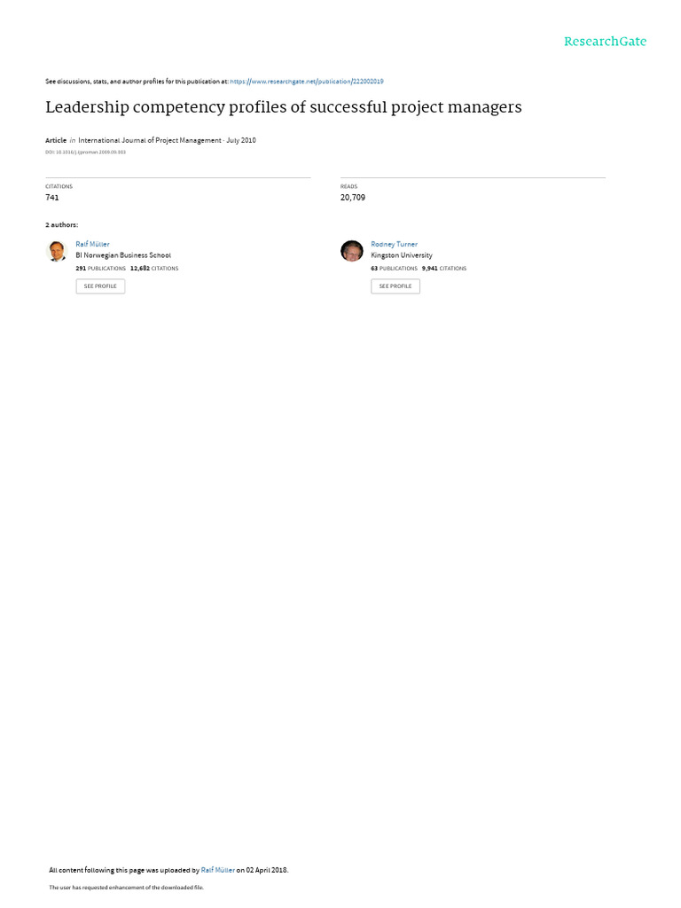 Leadership Competency Profiles of Successful Proje | PDF | Leadership | Survey Methodology