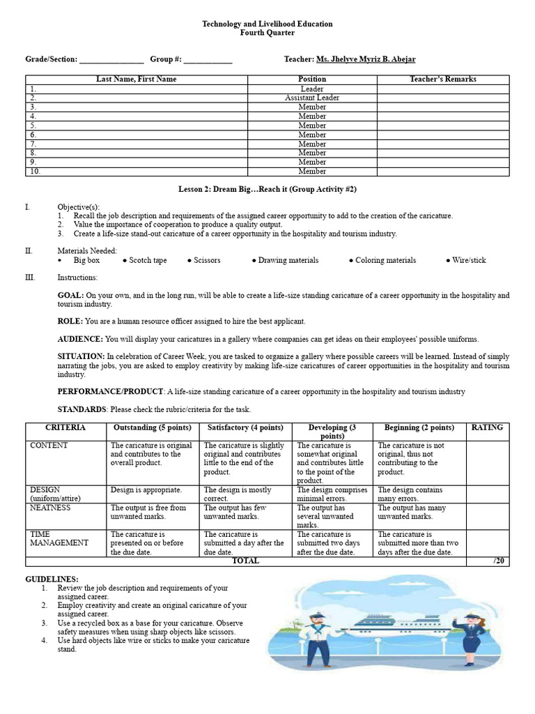 Tourism - Lesson 2 Group Activity | PDF