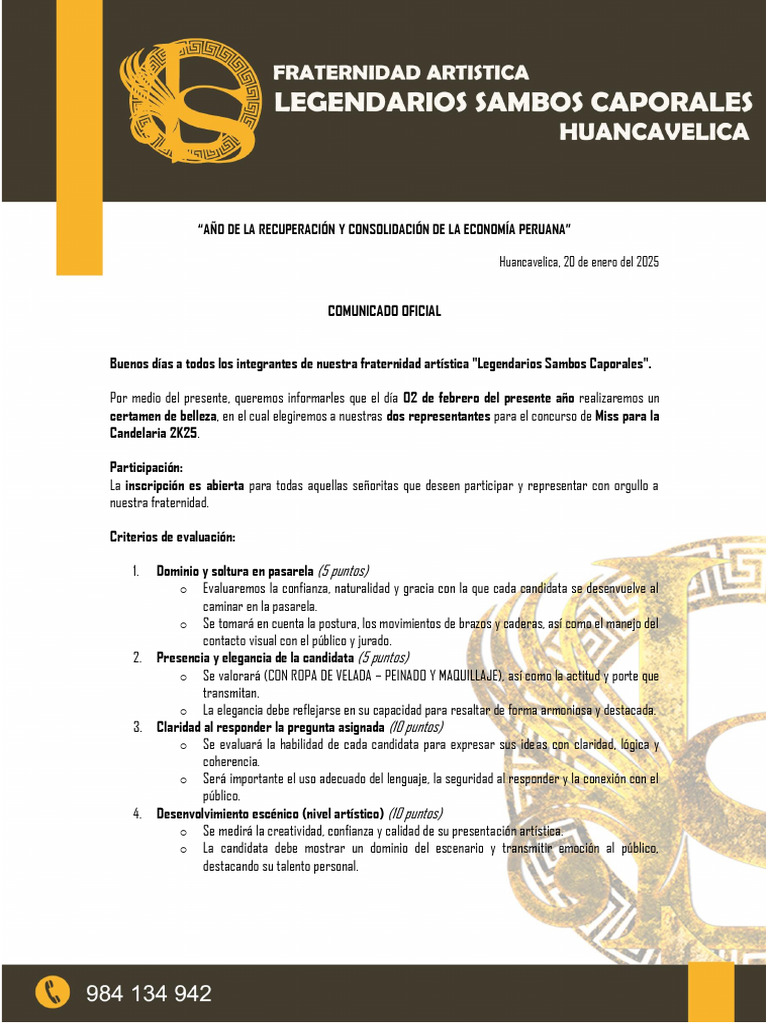 Bases Miss 2K25 - Pre Candelaria | PDF | Sicología