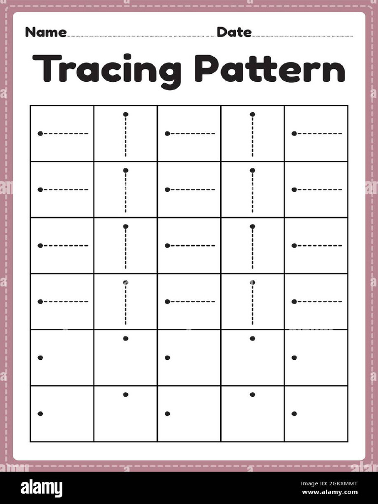Tracing Pattern Sleeping and Standing Lines Worksheet For Kindergarten ...