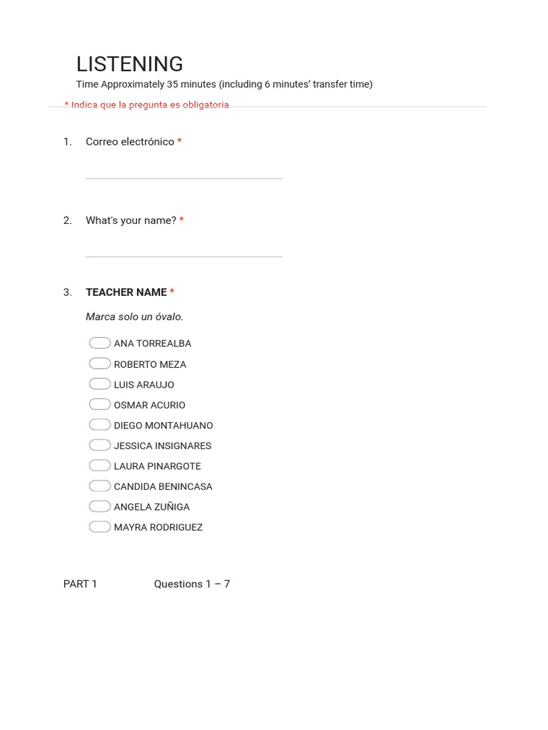 B1 LISTENING - Formularios de Google | PDF