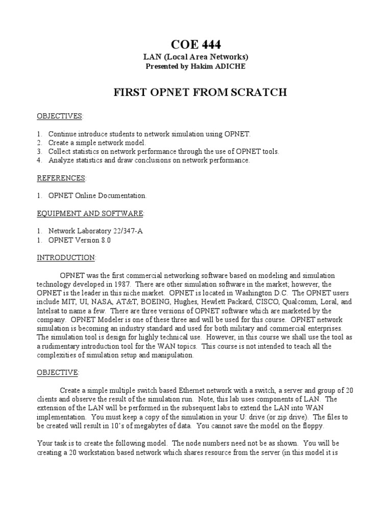 Opnet Lan Sim Pdf Node Networking Local Area Network