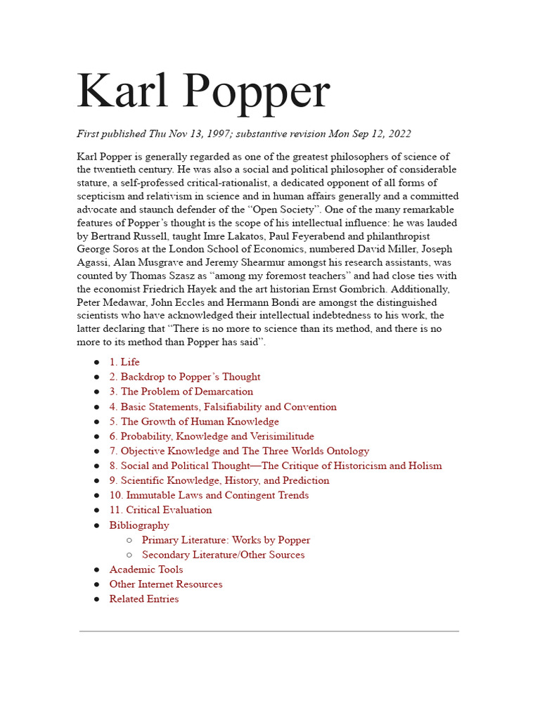 Karl Popper: Philosopher of Science | PDF | Falsifiability | Karl Popper