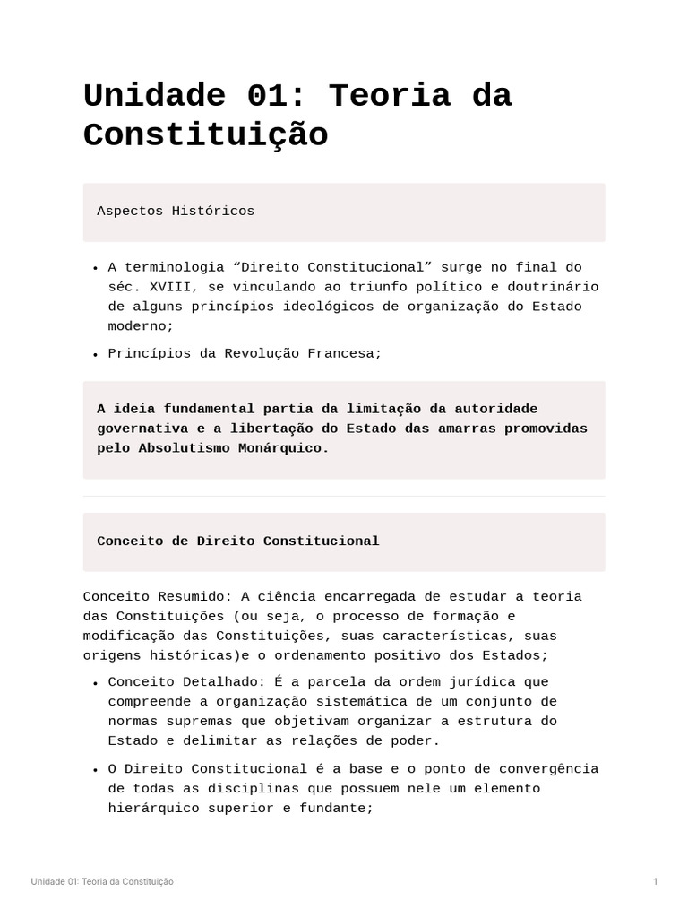 Unidade 01 Teoria Da Constituio | PDF | Constituição | Lei Constitucional