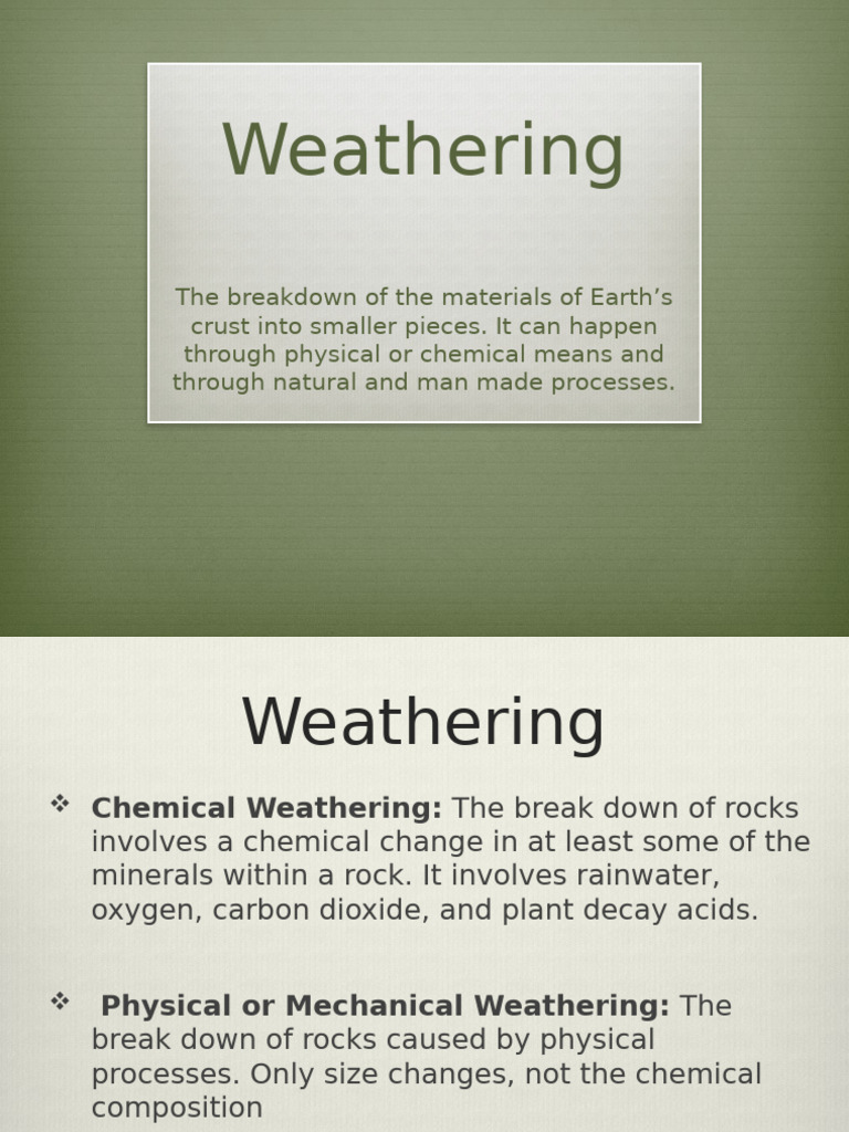 Types and Processes of Weathering | PDF | Weathering | Rock (Geology)