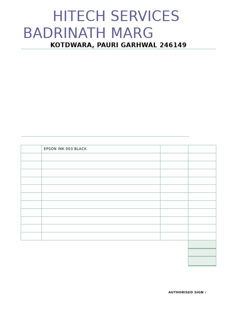 Epson Ink 003 Black Invoice Details | PDF