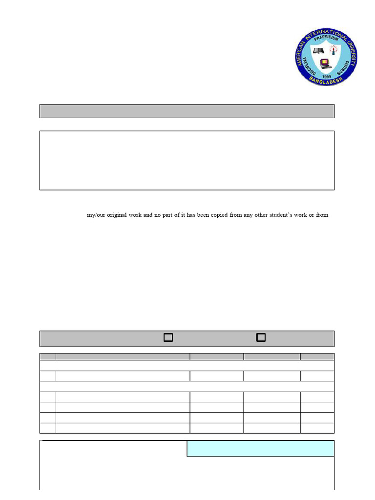 AIUB Lab Cover Sheet | PDF | Plagiarism