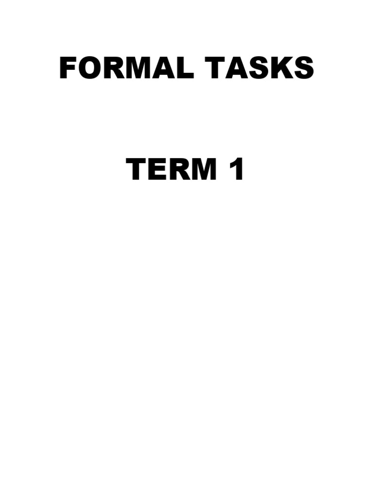 Formal Tasks Term 1 | PDF | Question | Foods