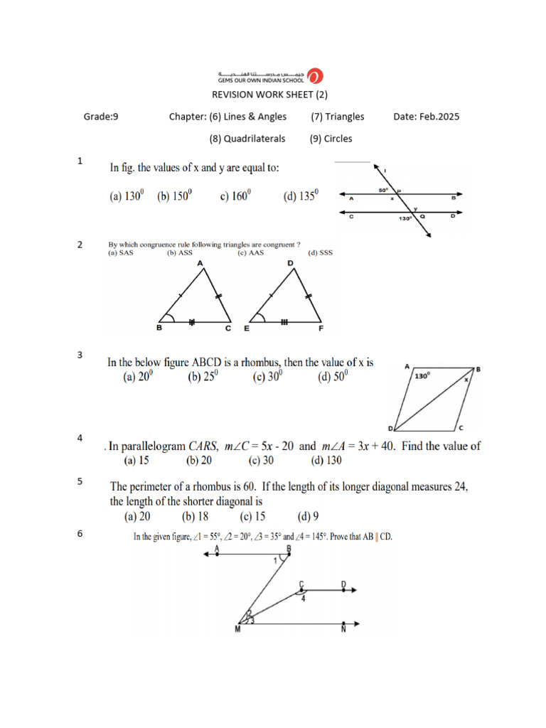 GR 9 Revision WS 2 | PDF