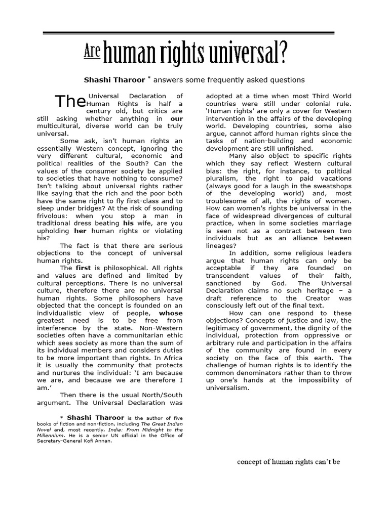 01 - Are Human Rights Universal - Reading and Language Focus | PDF ...