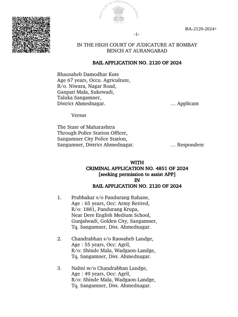 Bhausaheb Damodhar Kute | PDF | Bail | Crimes