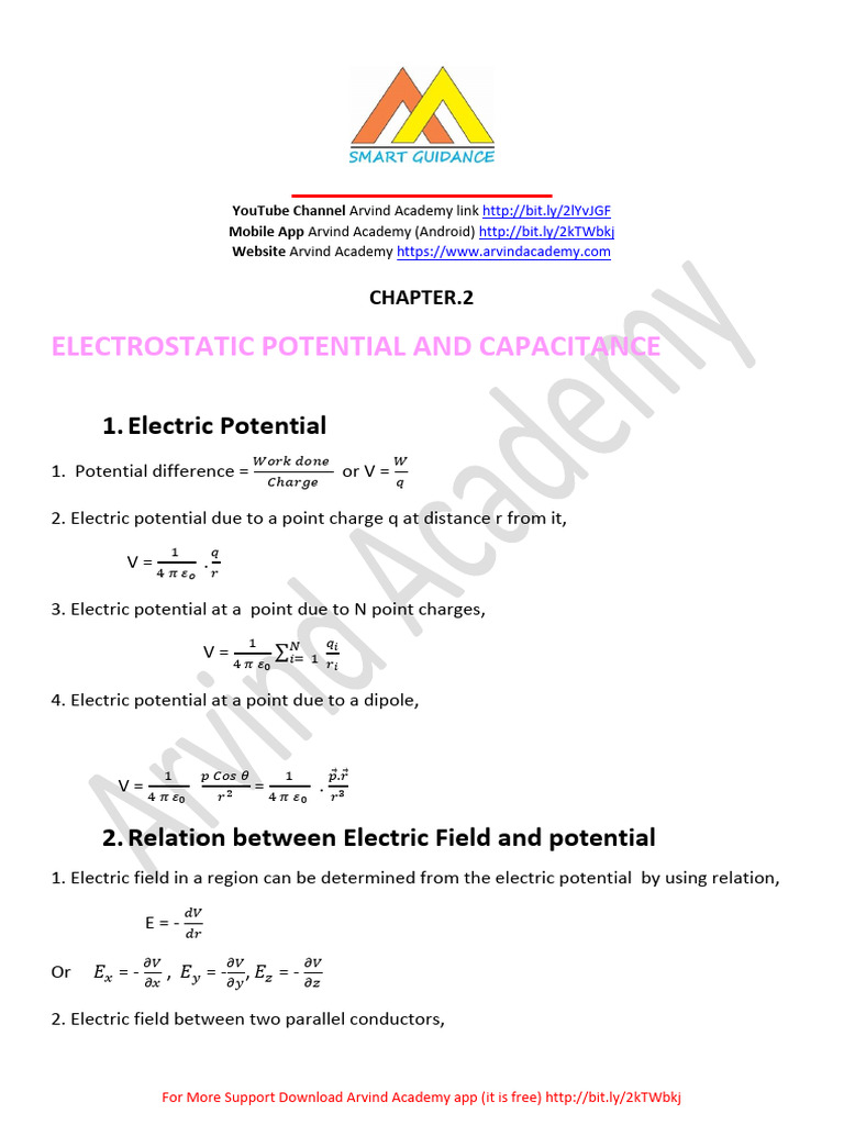 Chap 02 ELECTROSTATIC POTENTIAL AND CAPACITANCE (F - Oswu9ngafeocfnuiqkqo | PDF | Capacitor ...