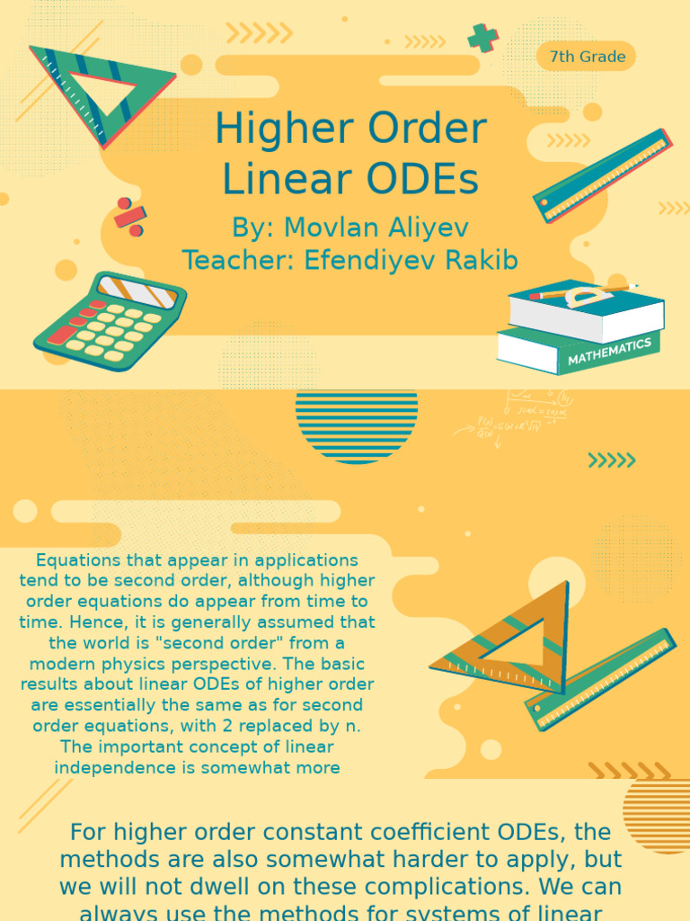 Higher Order Linear ODEs | PDF | Ordinary Differential Equation | Equations