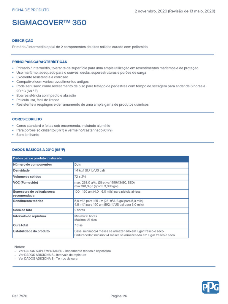 Ficha Tecnica - Sigmacover 350 | PDF | Informação | Tinta