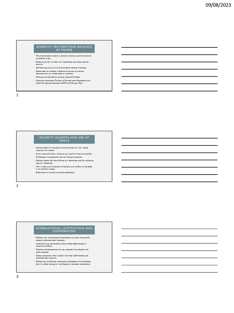 Handout+2+ +Realist+Approach+to+International+Security | PDF | International Security ...