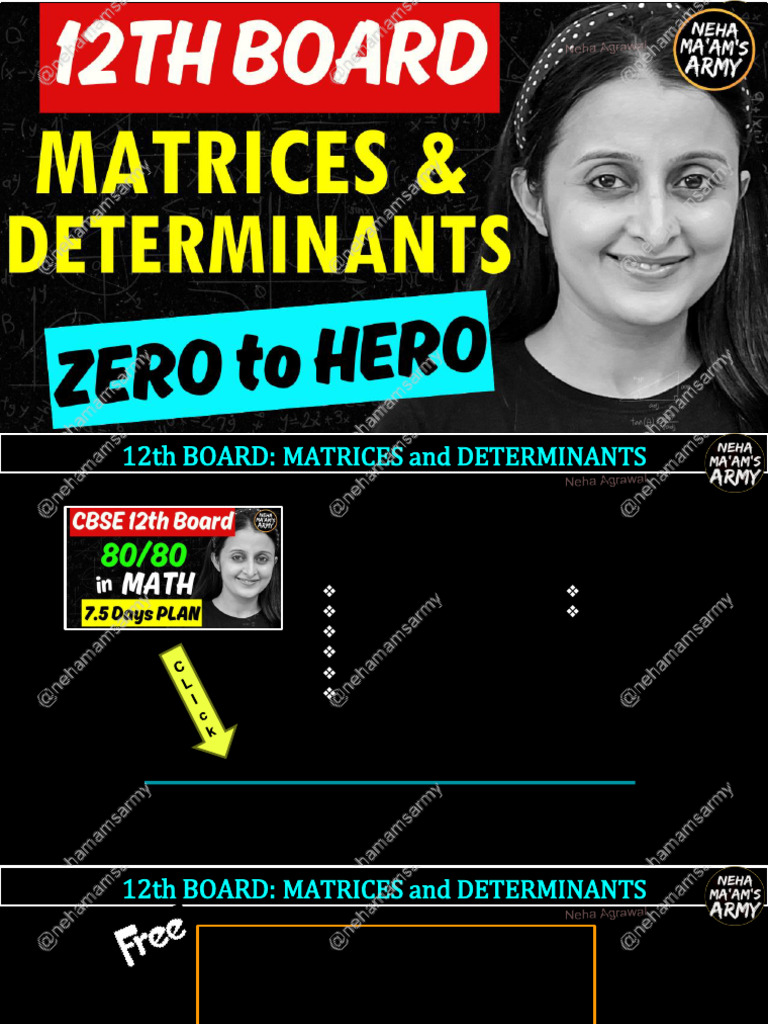 12th Grade Matrices and Determinants Guide | PDF | Determinant | Matrix ...