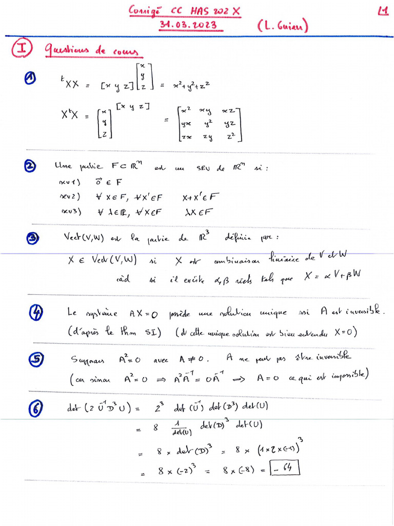 Corrige CC HAS202X Mars 2023 | PDF