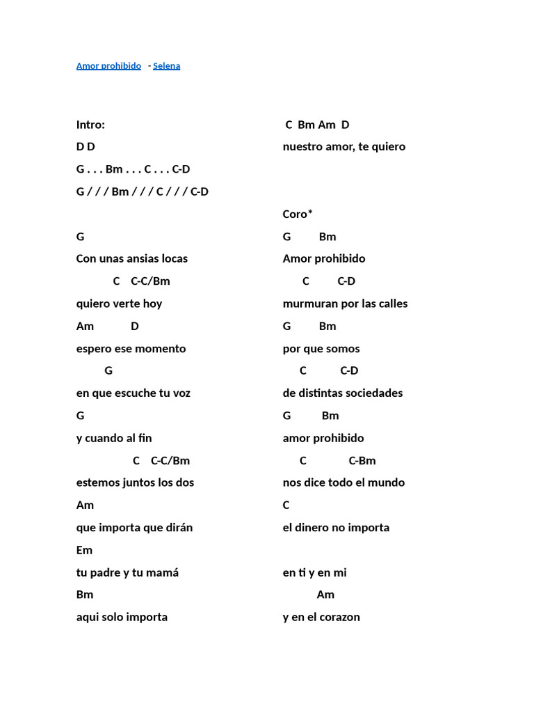Amor Prohibido Selena | PDF