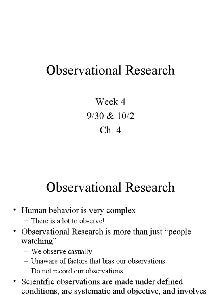 Observational Research | PDF | Observation | Sampling (Statistics)