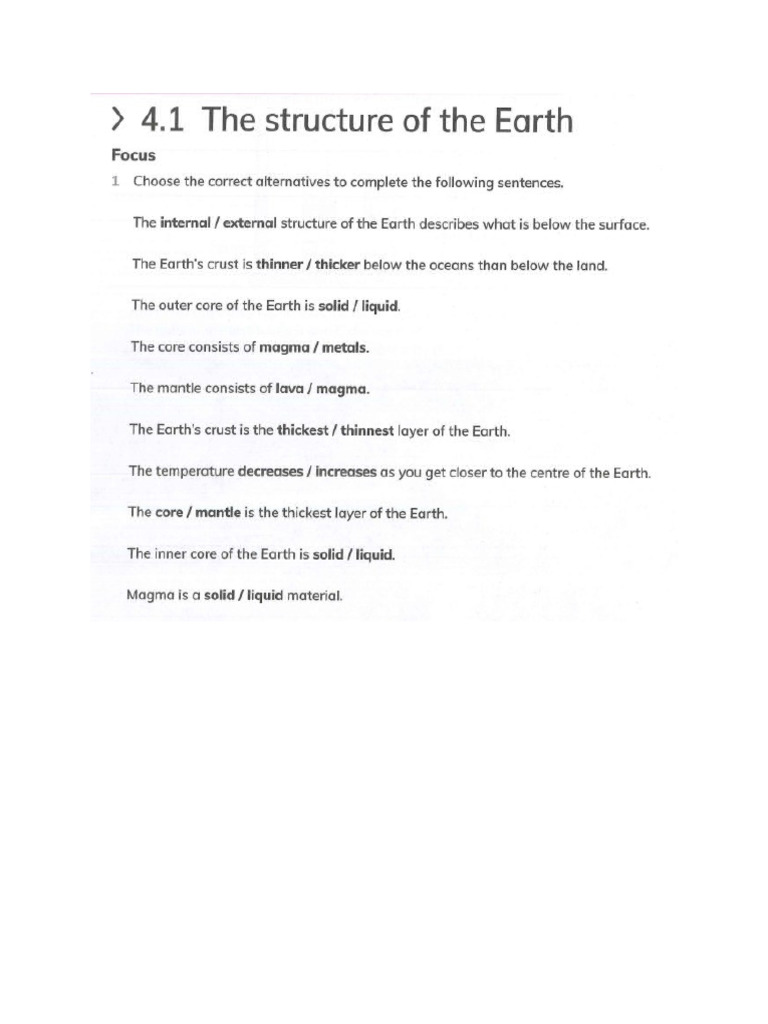 Structure of The Earth Homework | PDF