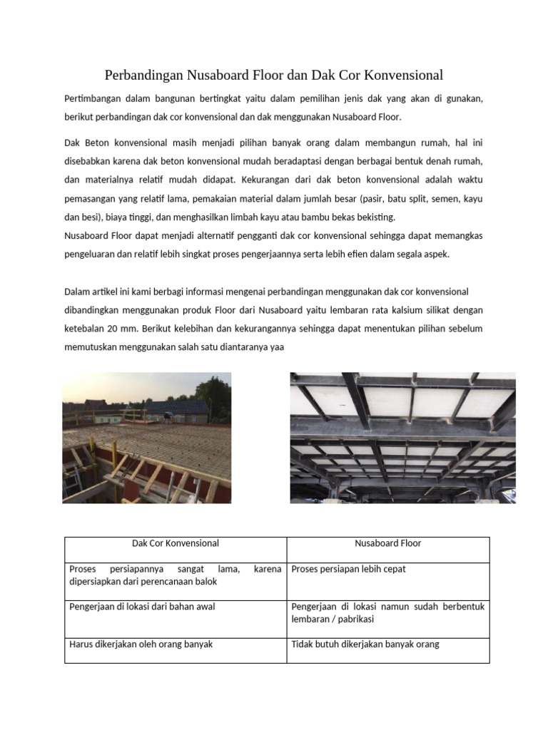 Perbandingan Panel Floor Dan Dak Cor Konvensional | PDF