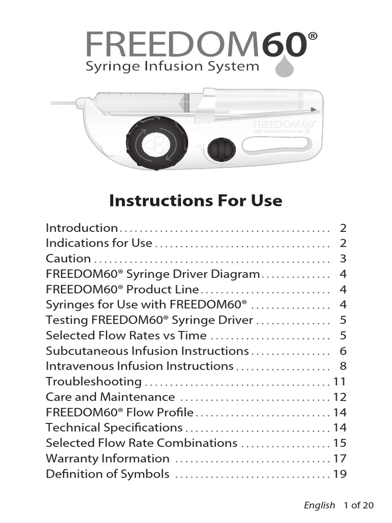 RMS Freedom 60 Operators Manual | PDF | Intravenous Therapy | Syringe