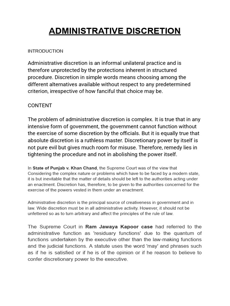 administrative discretion | PDF | Jurisdiction | Rule Of Law