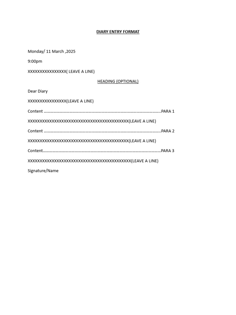 Diary Entry Format | PDF