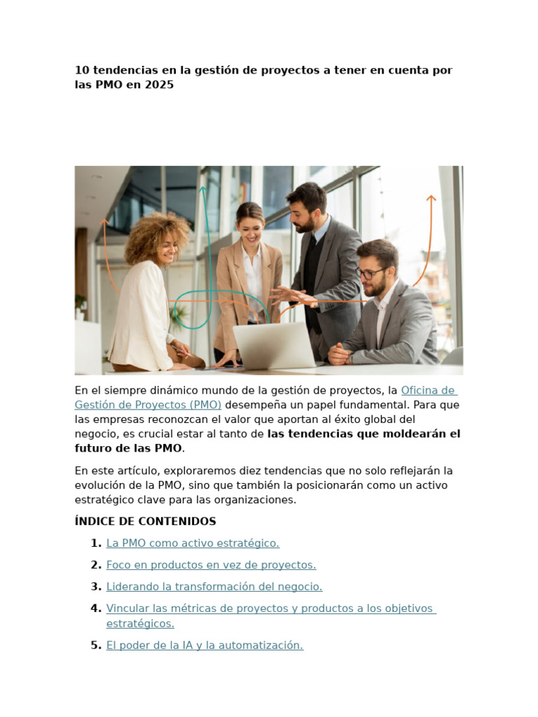 Tendencias PMO 2025 en Gestión de Proyectos | PDF | Inteligencia artificial | Inteligencia (IA ...