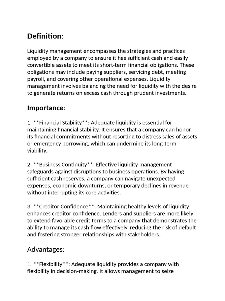 Effective Liquidity Management Strategies | PDF | Market Liquidity | Credit