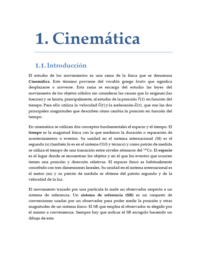 Cinematica Teoría. | PDF | Vector Euclidiano | Cinemática