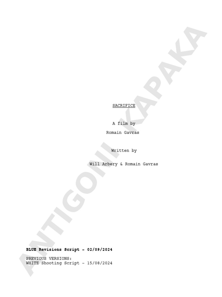 Sacrifice - BLUE Revisions Script - 020924 | PDF