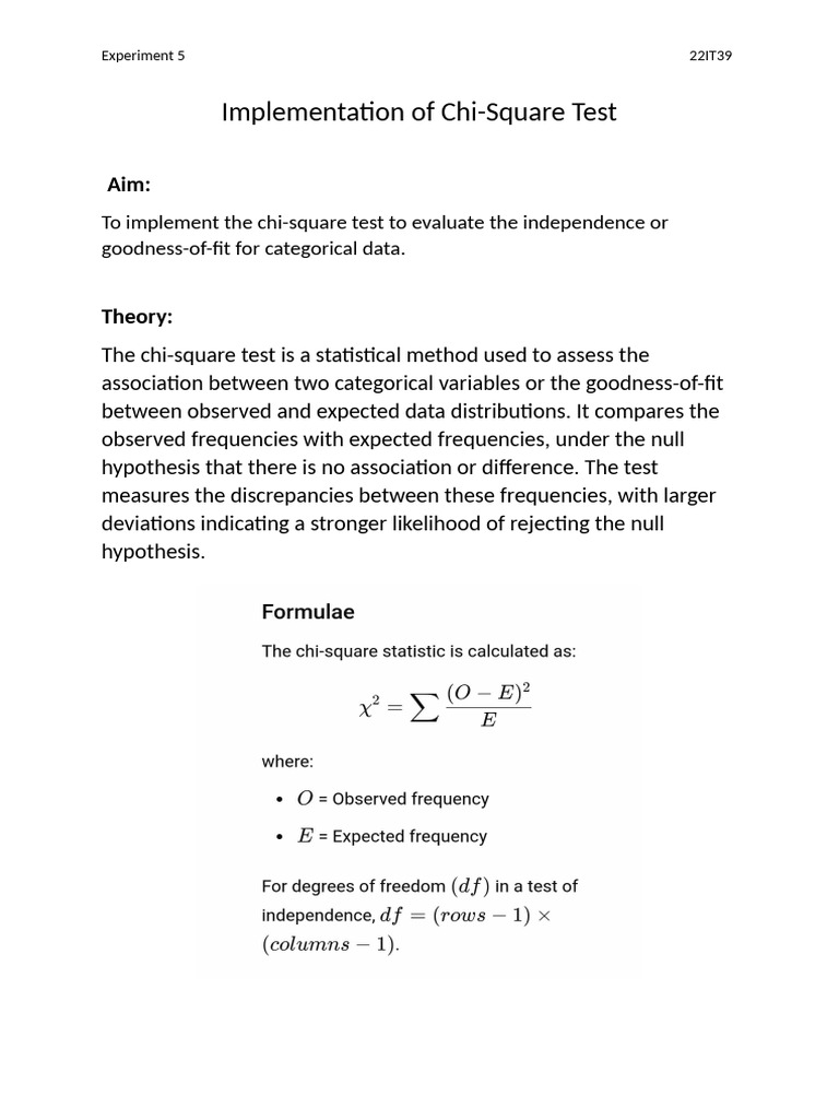Chi-Square Test Implementation Guide | PDF