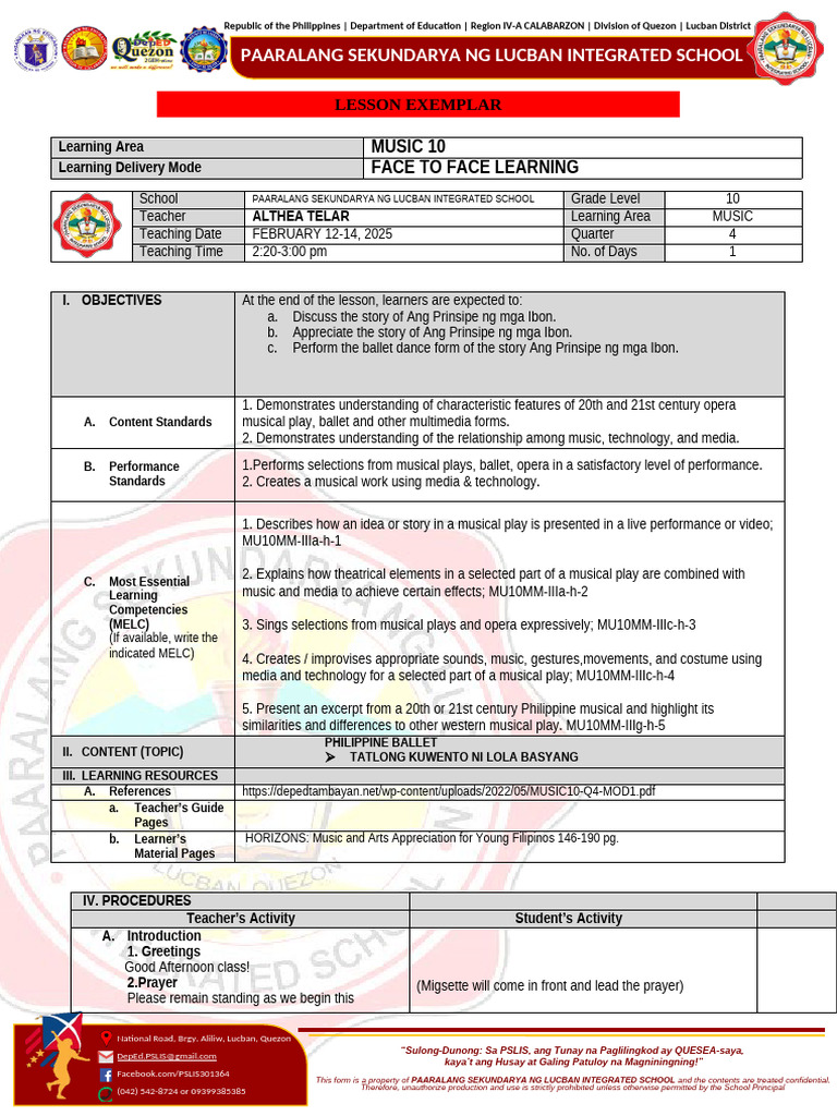 LP_G10_MUSIC PHILIPPINE OPERA MUSIC | PDF | Learning