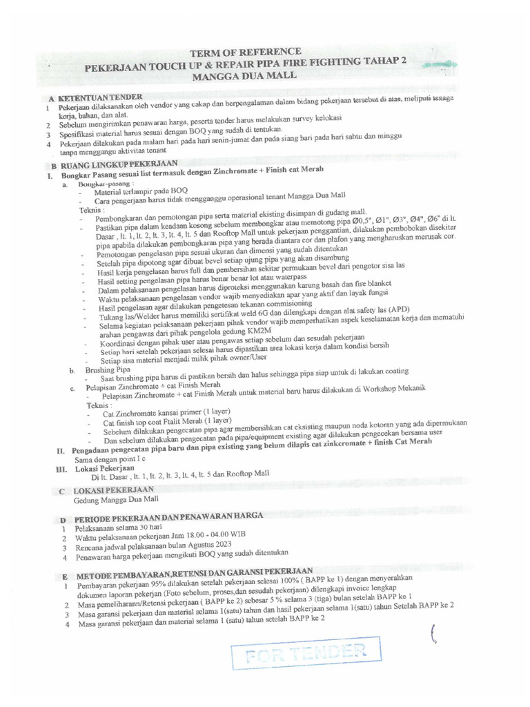TOR Dan BQ Touch Up Dan Repair Pipa Hydrant Dan Sprinkler Tahap 2 Mal ...