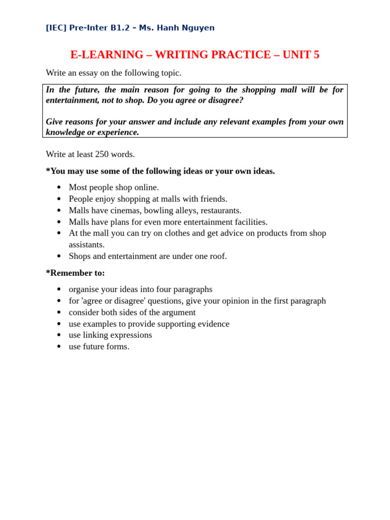 Unit 5 - Writing Topic and Guidelines | PDF