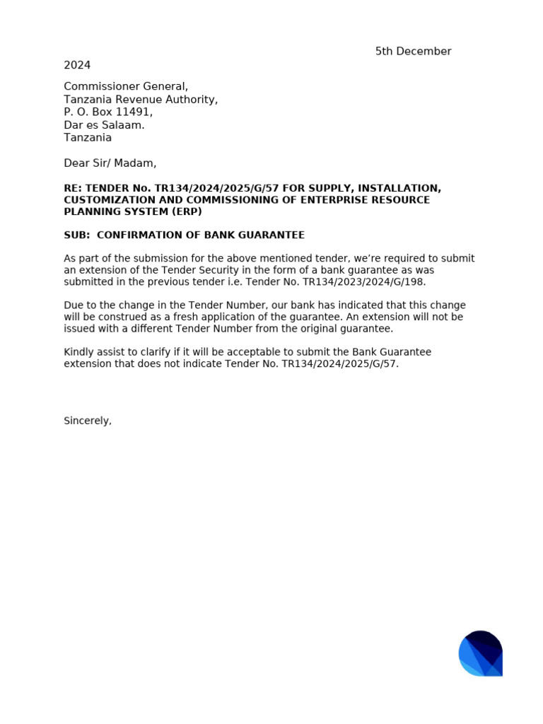 Bank Guarantee Clarification for ERP Tender | PDF