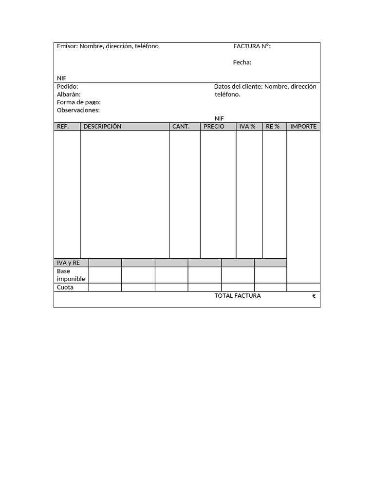 Modelo de Factura en PDF | PDF