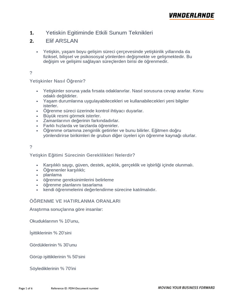 Yetiskin Egitiminde Etkili Sunum Teknikleri | PDF