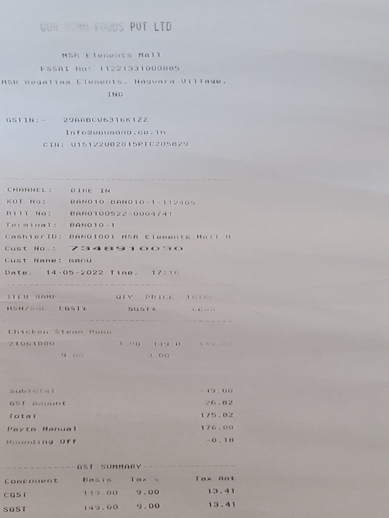 Restaurant Receipt Details May 2022 | PDF