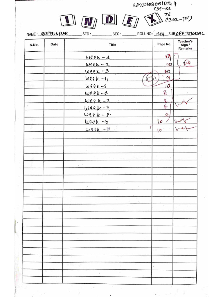 Ra2311030010144 App-Tutorial Week 1-Week 11 | PDF