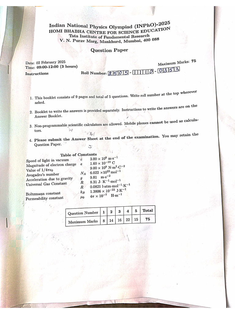 Inpho Question Paper | PDF