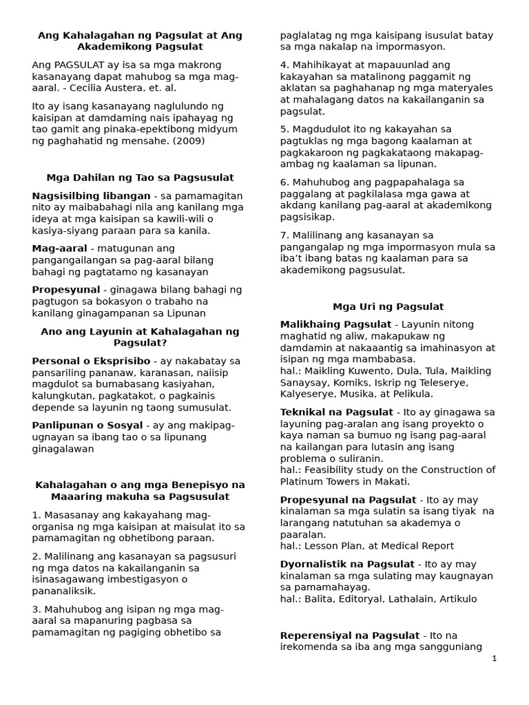 1st Quarter Exam Reviewer FPL | PDF