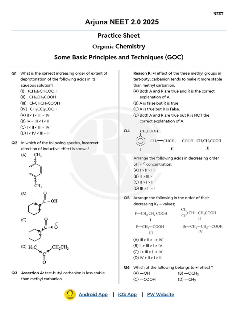 Some Basic Principles and Techniques (GOC) - Practice Sheet - Arjuna NEET 2.0 2025 | PDF ...