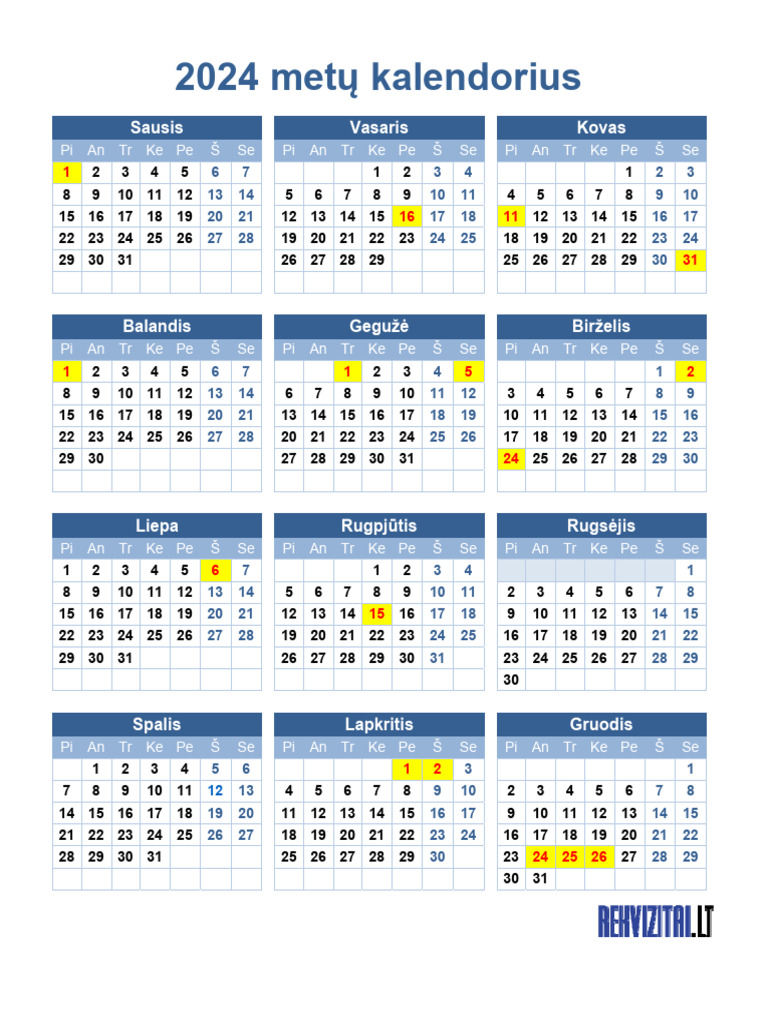 2024 Metu Kalendorius | PDF