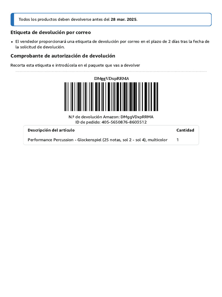 Etiqueta de Devolución Amazon 2025 | PDF