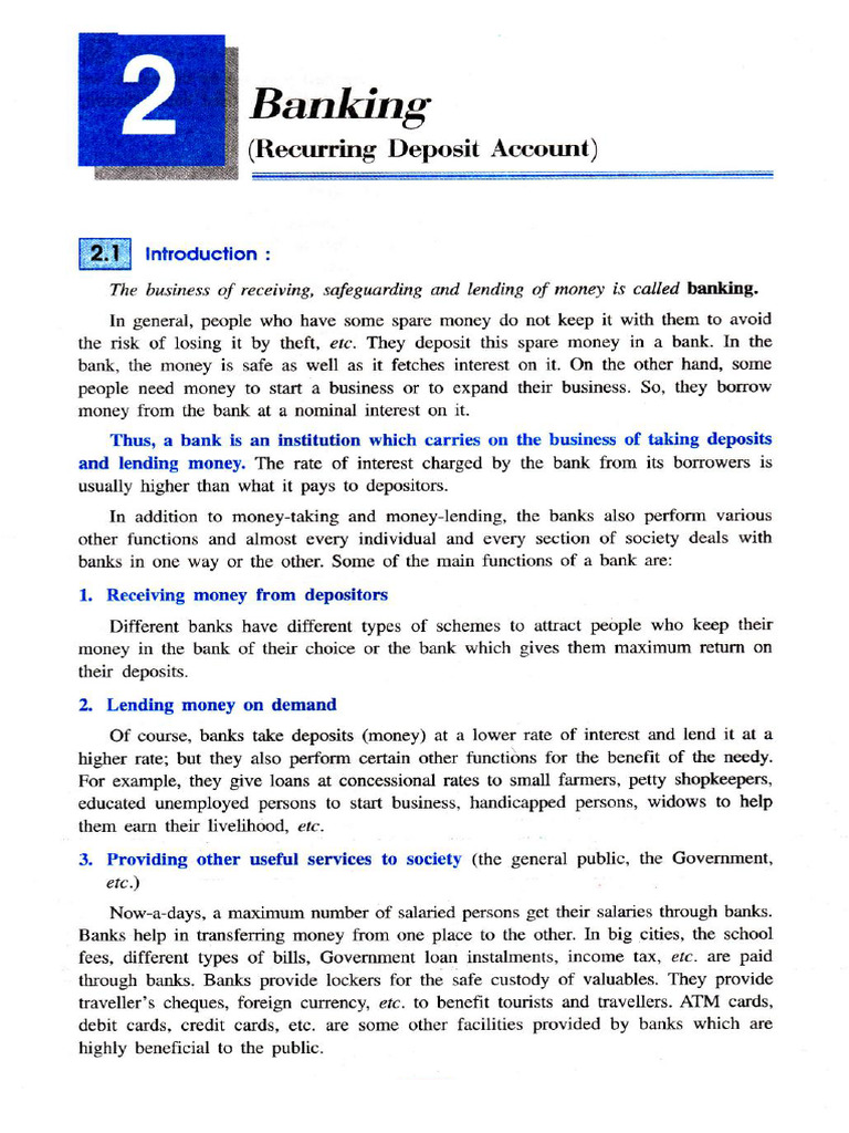 Chapter 2 Banking Recurring Deposit Account | PDF